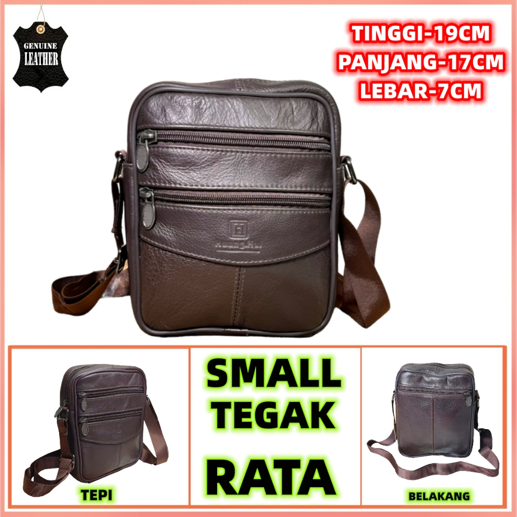 BEG SILANG KULIT LEMBU BETUL SLING BAG COW LEATHER XL ,M,L,S SAIZ READY ...