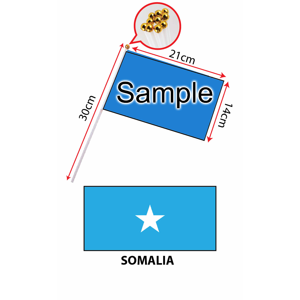 Somalia Hand Flag With Stick (14x21cm)/ Bendera Tangan Dunia Somalia ...