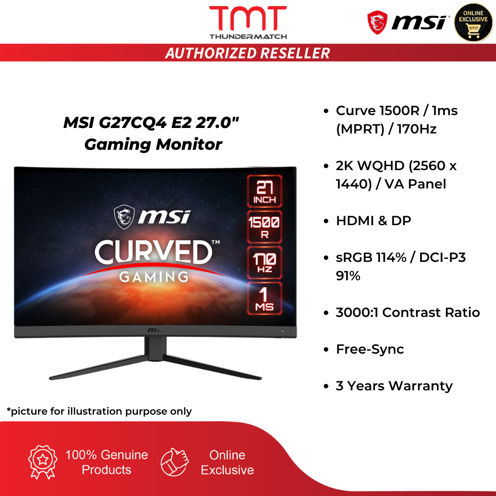 MSI G27CQ4 E2 27.0" Gaming Monitor | Curve 1500R | 1ms (MPRT) | 170Hz ...