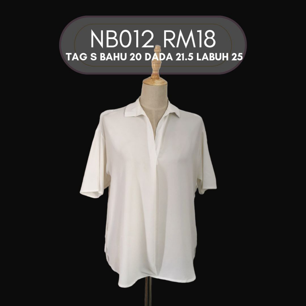 NB012 WHITE BLOUSE TAG S | Shopee Malaysia