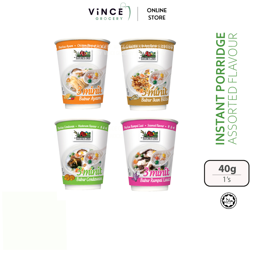 NATURE'S OWN 3 Minutes Instant Porridge | Bubur Segera | 快熟粥 40G ...