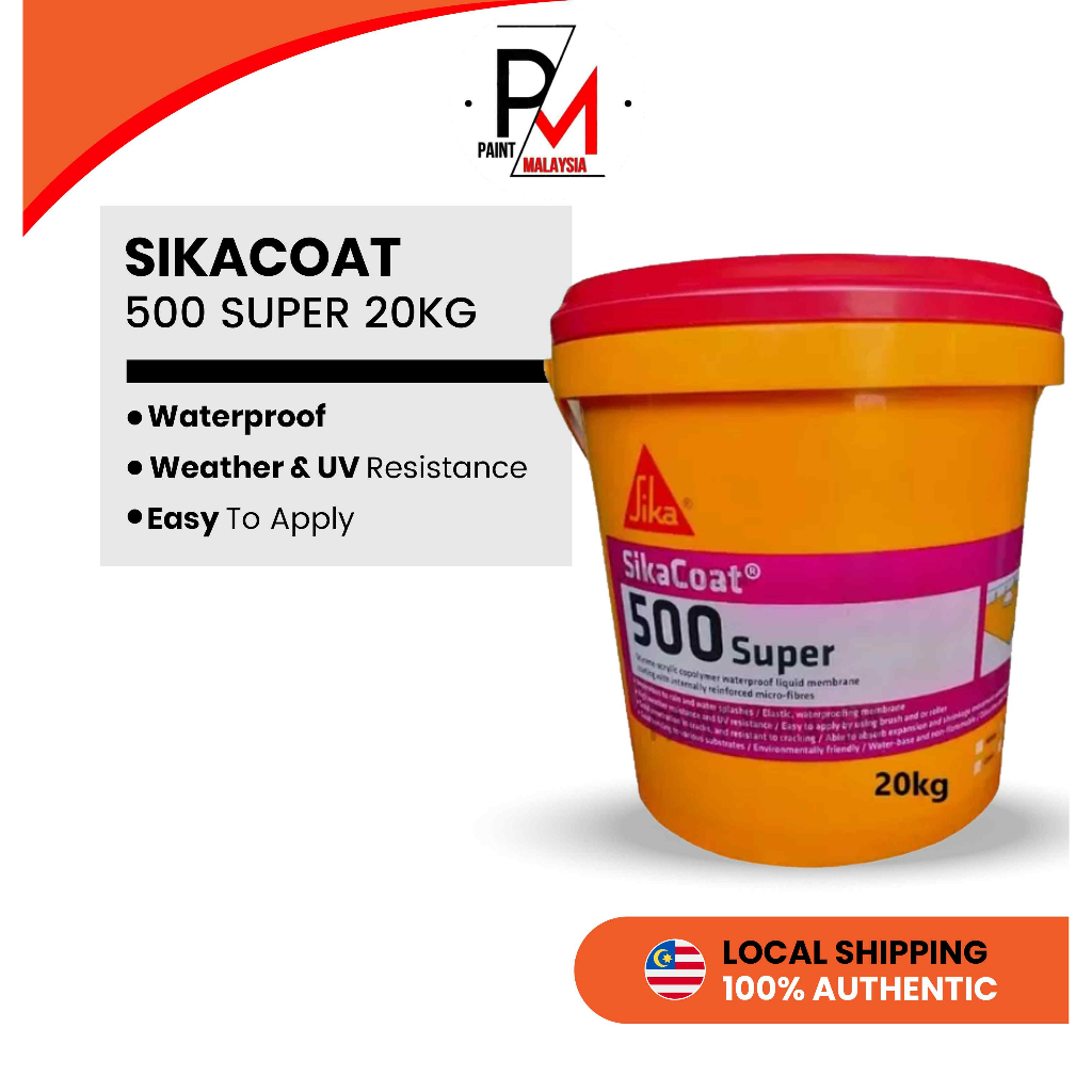 SIKACOAT 500 Super Waterproofing 20KG White & Grey Styrene Acrylic ...