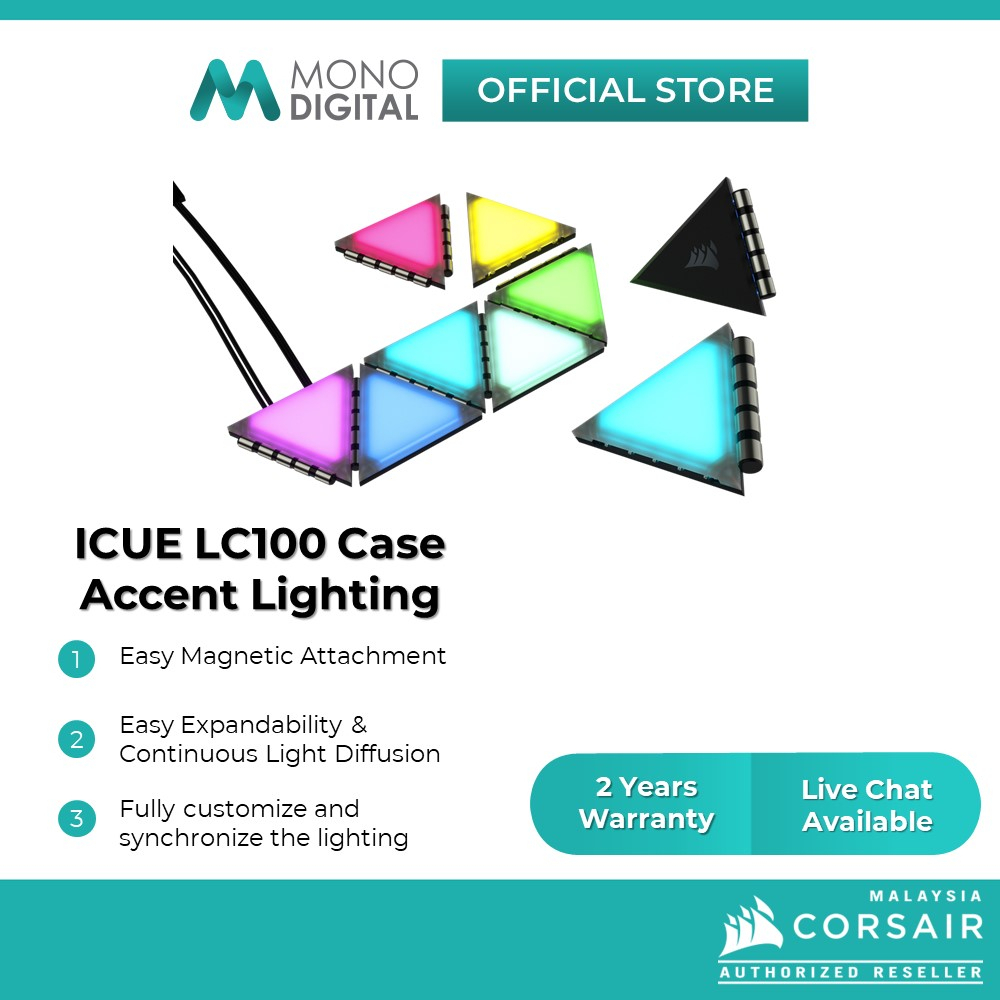 CORSAIR iCUE LC100 Case Accent RGB Mini Triangle Lighting Panels Mini ...