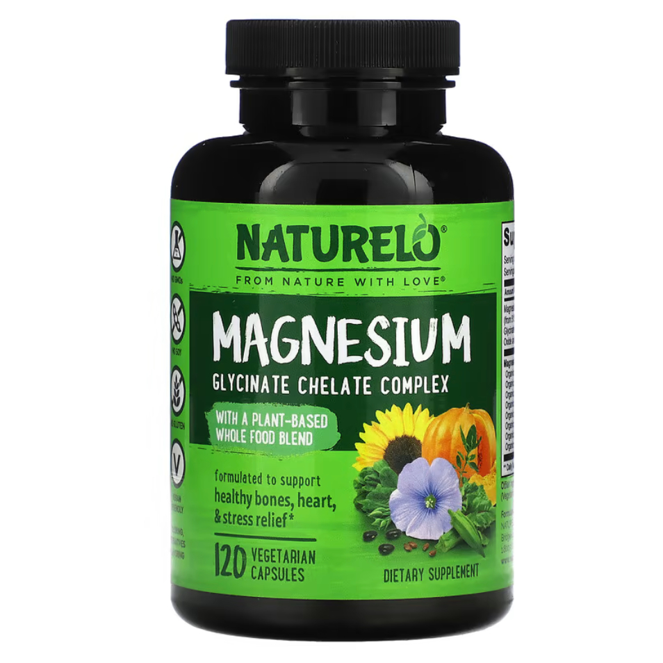 NATURELO, Magnesium Glycinate Chelate Complex, 120 Vegetarian Capsules ...