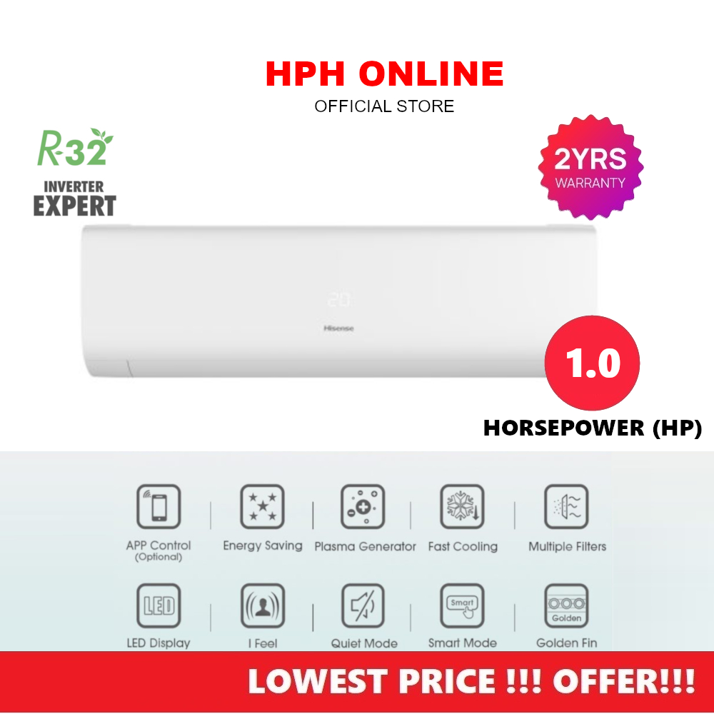 Hisense 1.0HP / 1.5HP Inverter Air Cond 5 Star R32 AI10TUGS / AI13TUGS ...