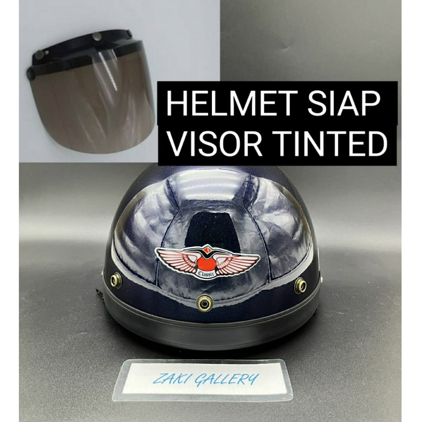 100% Original III Steng Kura Kura Half Cut Helmet All packing in box Siap Visor Tinted | Shopee ...
