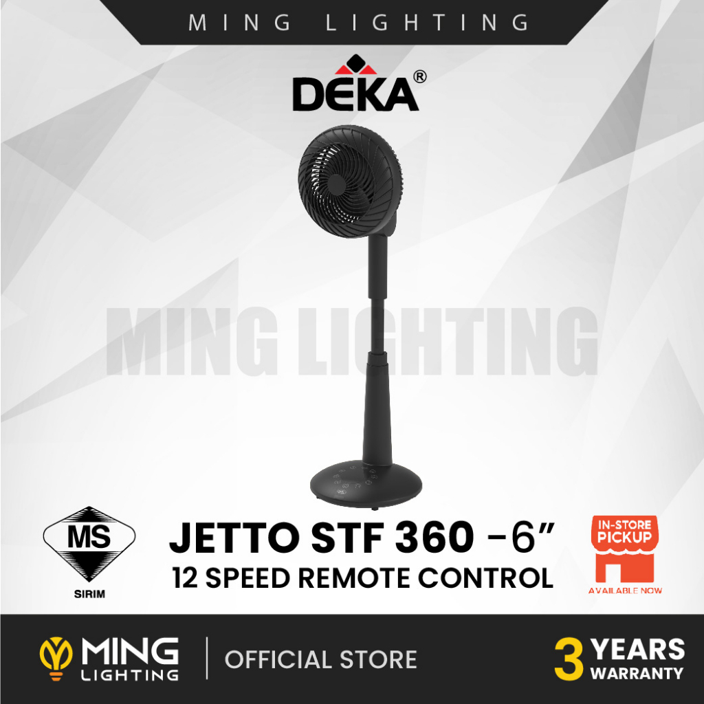 (Sirim) DEKA JETTO STF 360 Stand Fans 3 Blades 12 Speed Remote Control ...