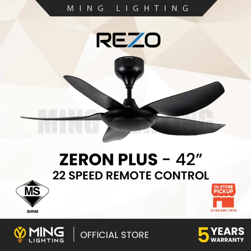 (Sirim) REZO Ceiling Fan ZERON PLUS 42 Classic Series DC Motor Remote ...