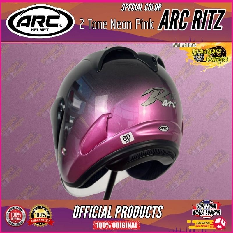 ARC Ritz 2 Tone Neon Pink New Special Color Original ARC Helmet ...