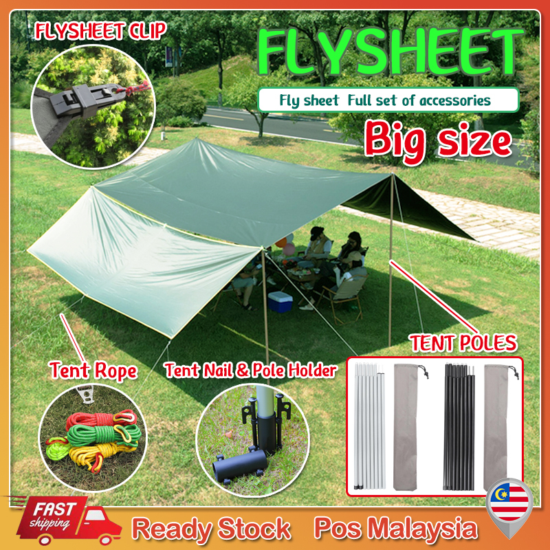【Complete set】 Flysheet Waterproof Groundsheet Camping Tarp Shelter ...
