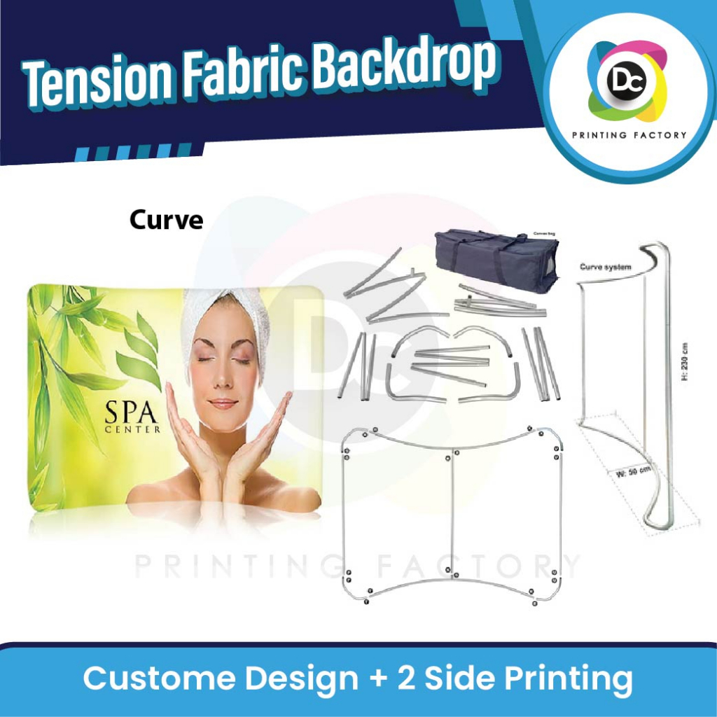 Tension Fabric Backdrop Straight / Curve With Printing 8ft x 8ft (FREE ...