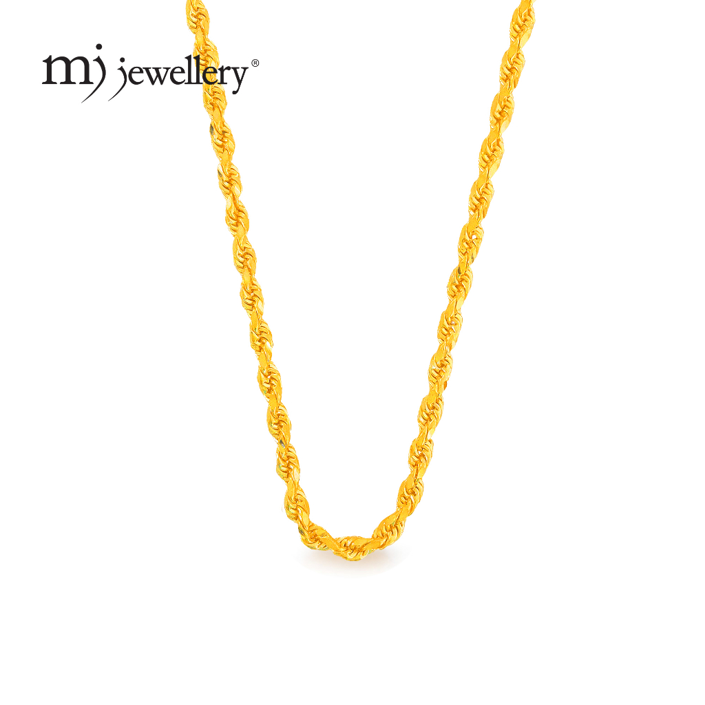 MJ Jewellery 375/9K Gold Solid Rope Necklace R003 | Shopee Malaysia