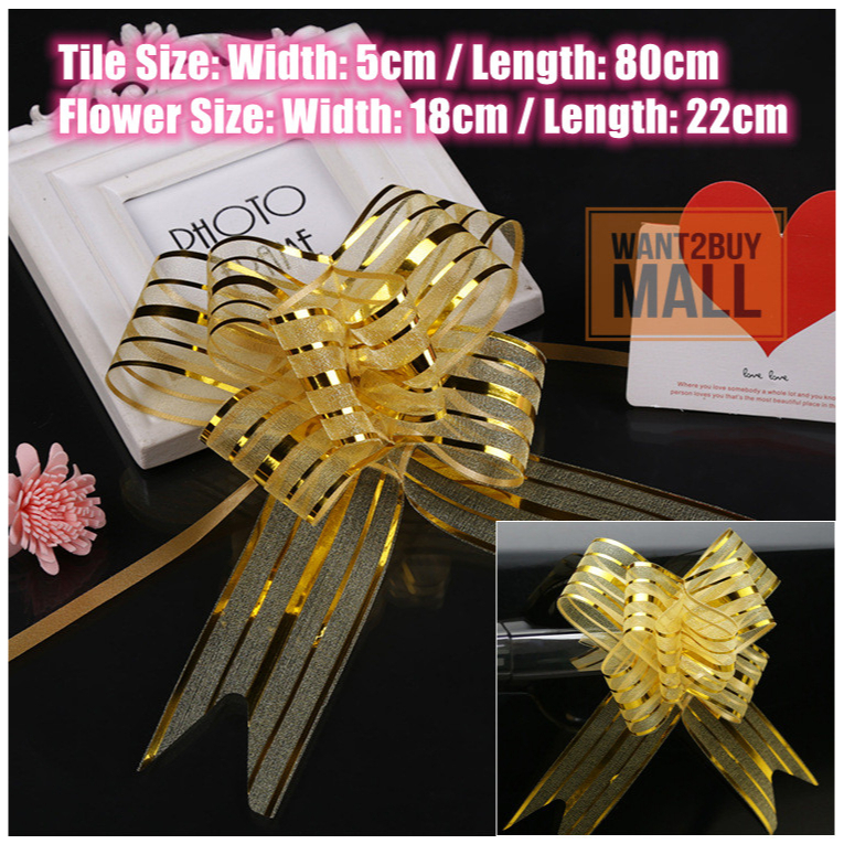 🇲🇾 Wedding Car Christmas Gift Box Packing Handmade Pull Bow Ribbon ...