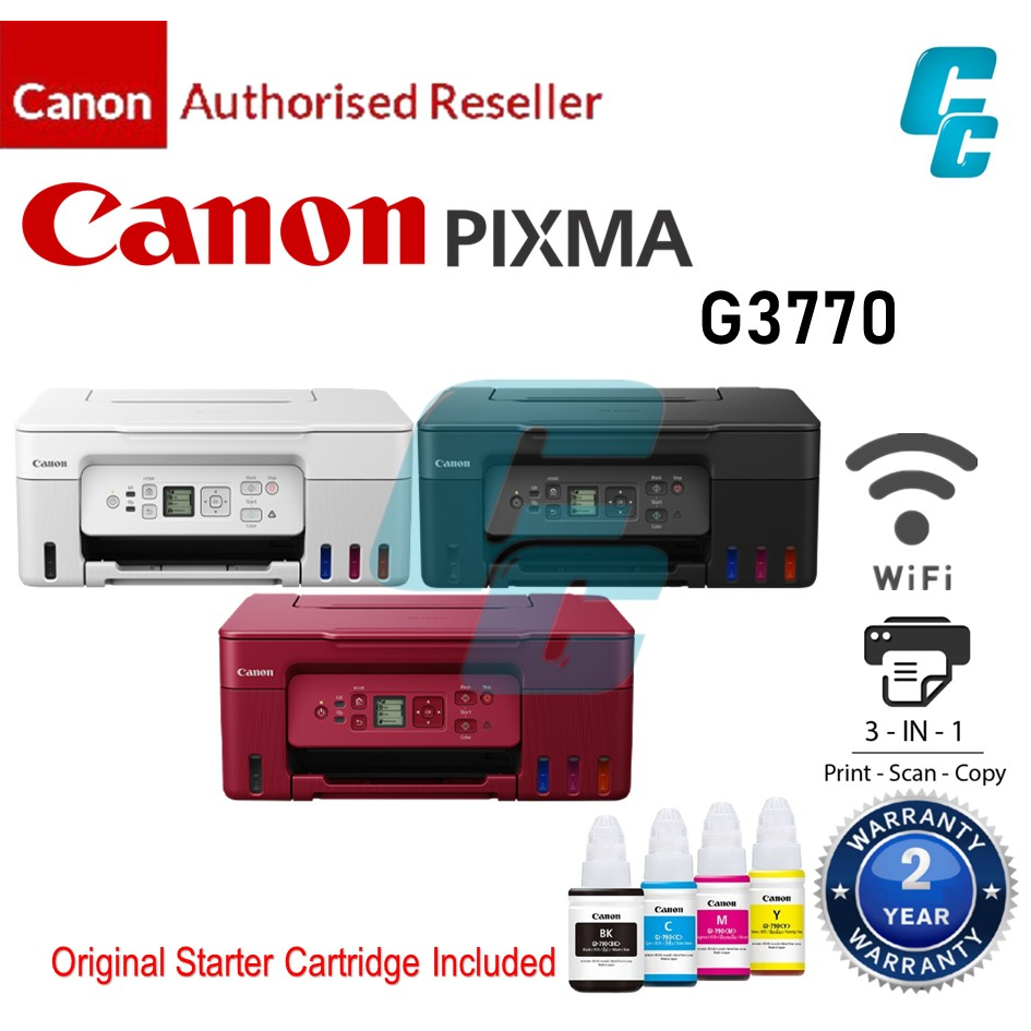 Canon PIXMA G3770 Wireless Refillable Ink Tank Printer with Low-Cost ...