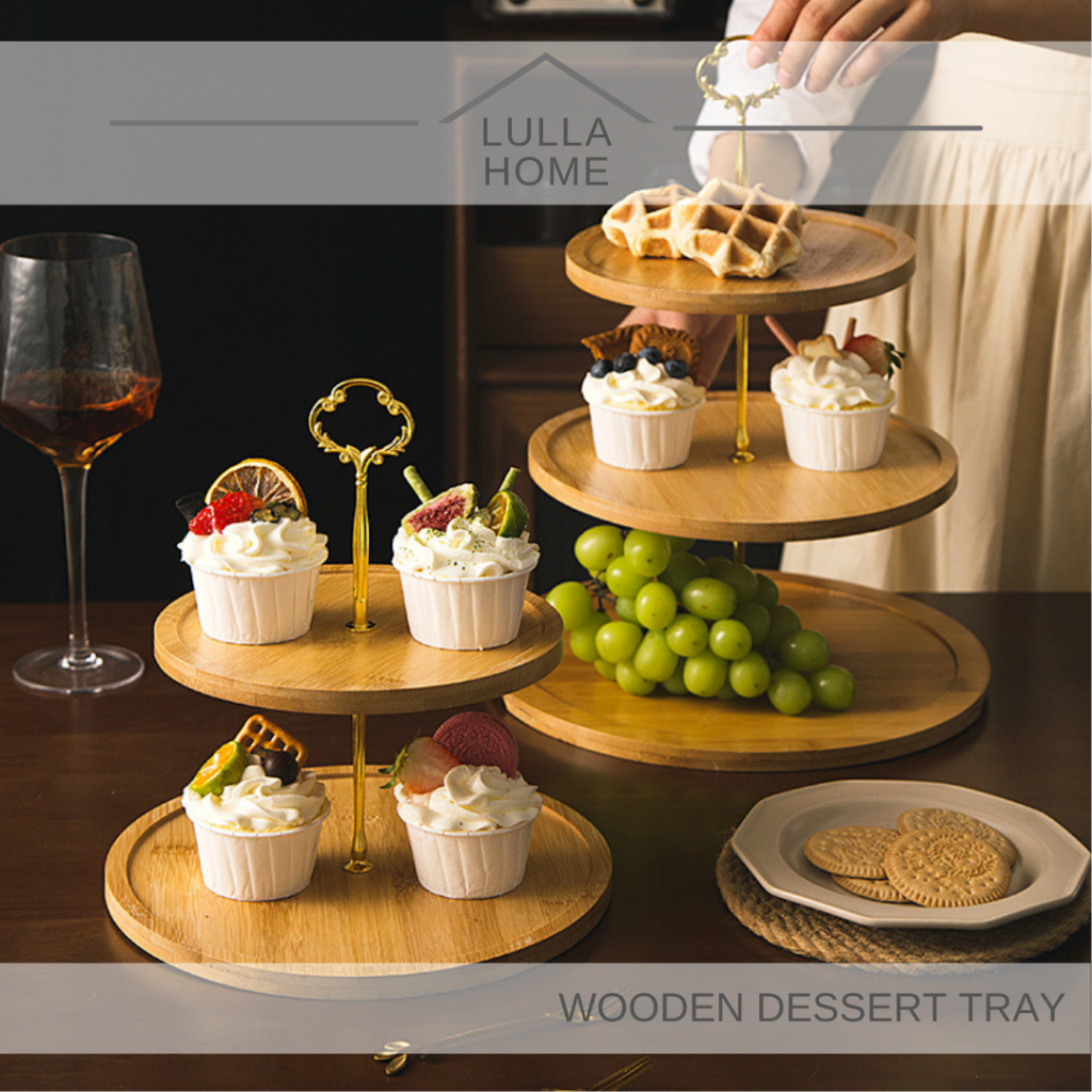 LullaHome Wooden Cupcake Stand Wood Party Dessert Stand High Tea ...