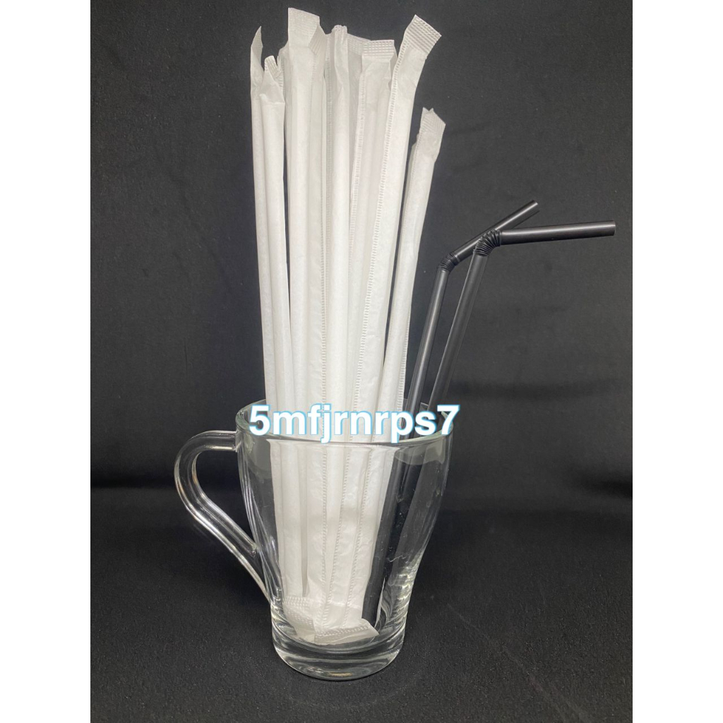 Straw Bengkok Pembungkusan Individu / Flexible Straw Black Individual ...
