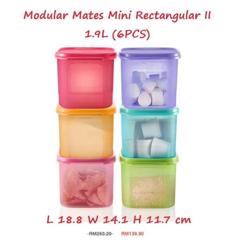 Tupperware Modular Mates Round Set (8pcs) / Mini Rectangular II 1.9L ...