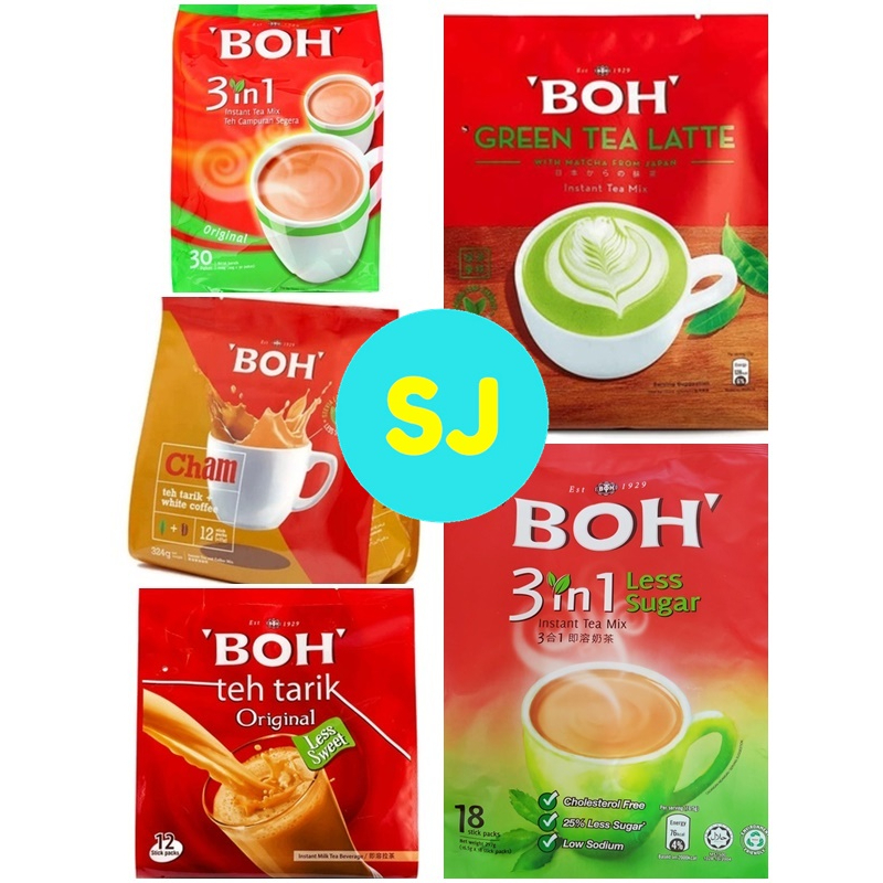 BOH Original 3 in1 Tea Mix / Less Sweet/ Teh Tarik Less Sweet/ Greentea ...