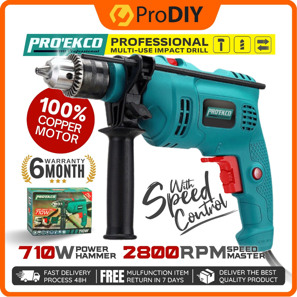PRO' EKCO EK-ID550RE 13MM 710W Heavy Duty Hammer Drill Impact Hammer ...