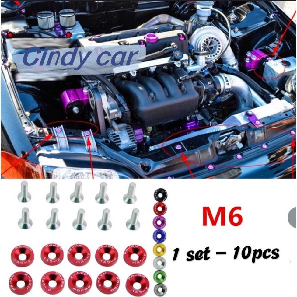 M6 JDM Car Modified Hex Fasteners Fender Washer Bumper Engine Concave Screw Car-styling | Shopee ...