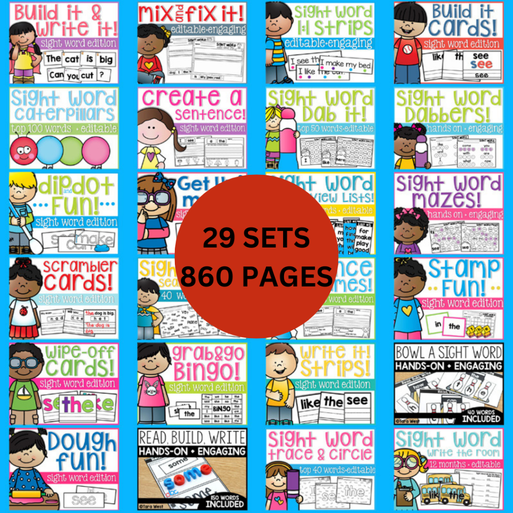 (PDF) Preschool sight word endless mega bundle 29 sets 860 pages ...