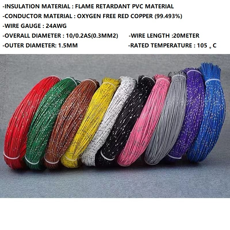 20Meter 0.3mm2 10Line Anti Flame Corrosive 24AWG Original Low Voltage ...