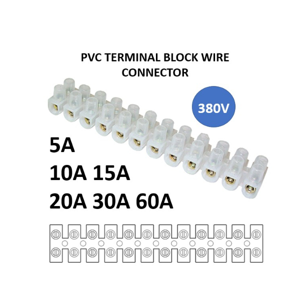 PVC Connector Terminal Block Barrier Wire Connector 5A / 10A / 15A ...