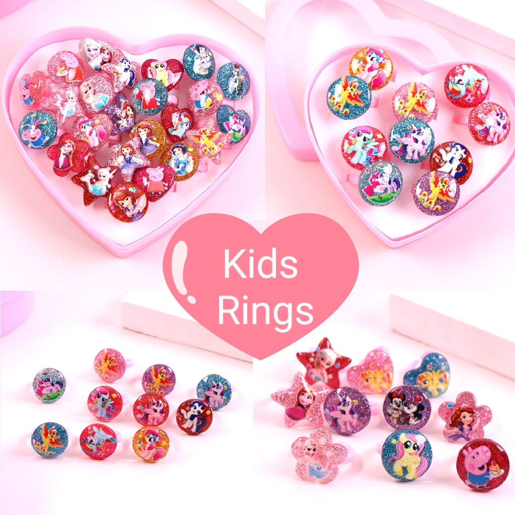 Colorful Little Girl Rings Set / Set Cincin Budak / 儿童彩色可爱卡通戒指套装 ...