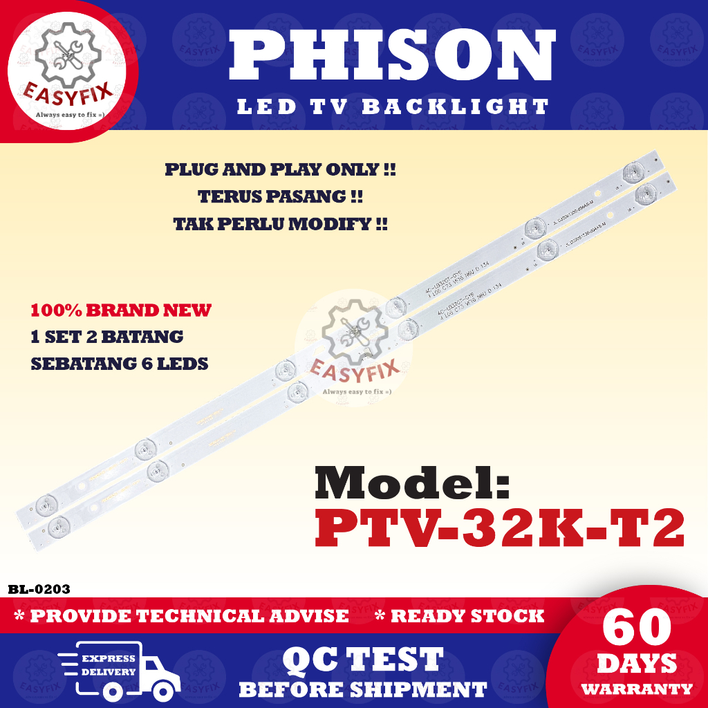 PTV-32K-T2 PHISON 32 INCH LED TV BACKLIGHT ( LAMPU TV ) 32" BACKLIGHT ...