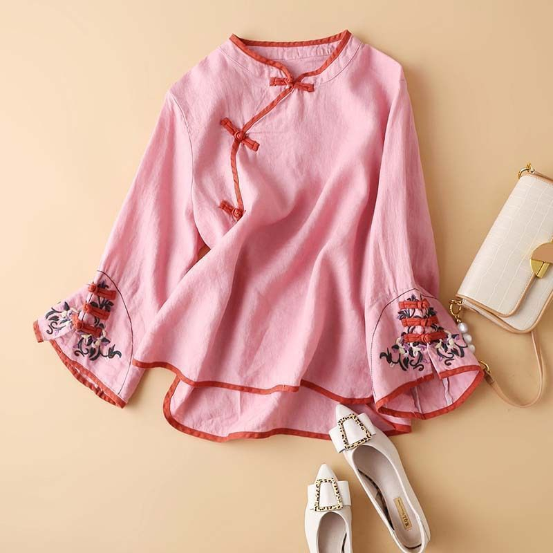 daidai (Ready Stock) Traditional Hanfu Blouse Vintage Long Sleeve Women ...