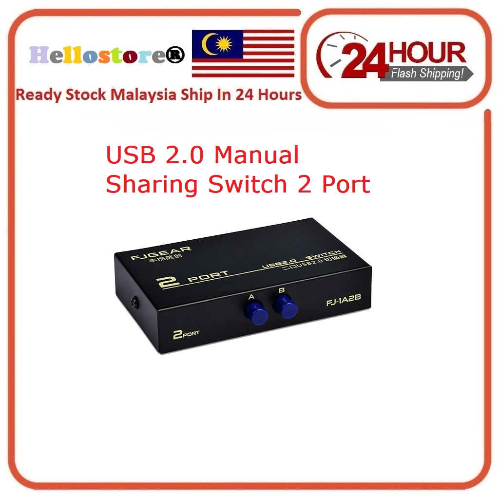 USB 2.0 Manual Sharing Switch 2 Port HUB Adapter Usb Sharing Device ...