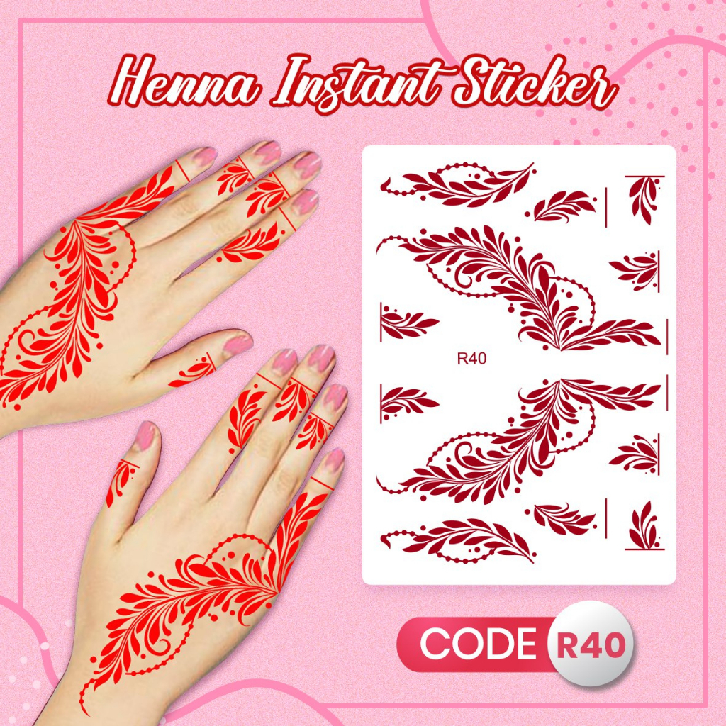 New Design Red Henna Instant Waterproof Sticker For Bride Stiker Inai ...