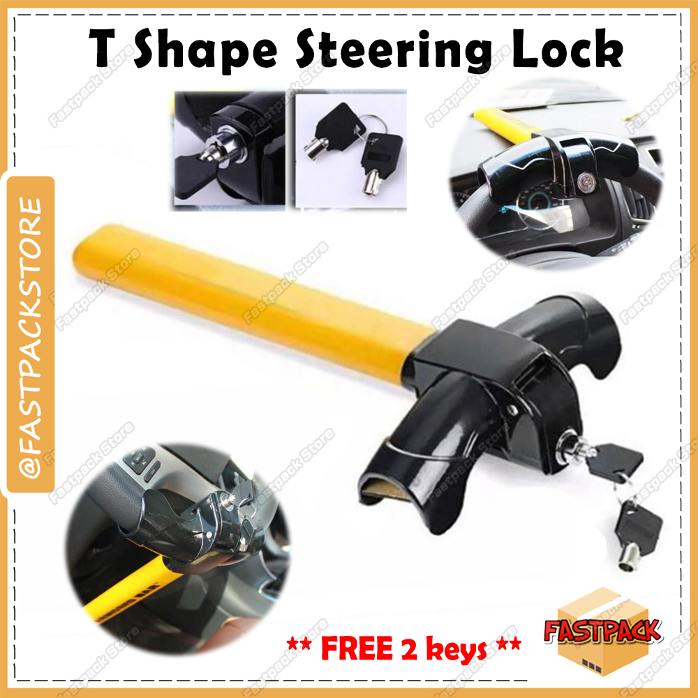 Car Universal Vehicle Security T Shape Steering Lock Anti Theft DIY ...
