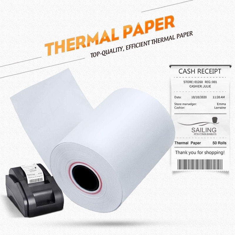 ( 80mm x 60mm ) Thermal printer paper receipt paper mesin paper roll ...