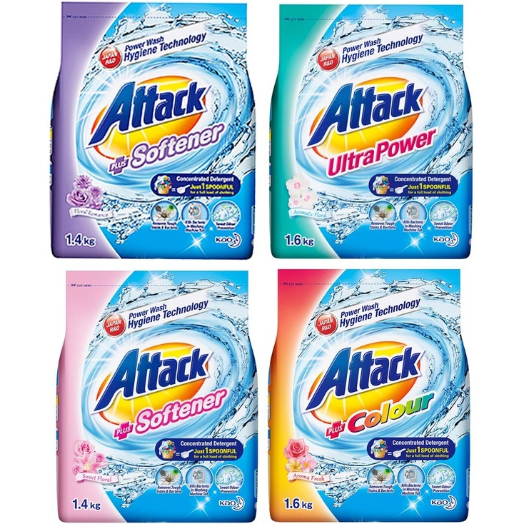 Kao Attack Detergent Powder Ultra Power / Colour / Sweet Floral / Floral Romance 1.4kg-1.6kg ...