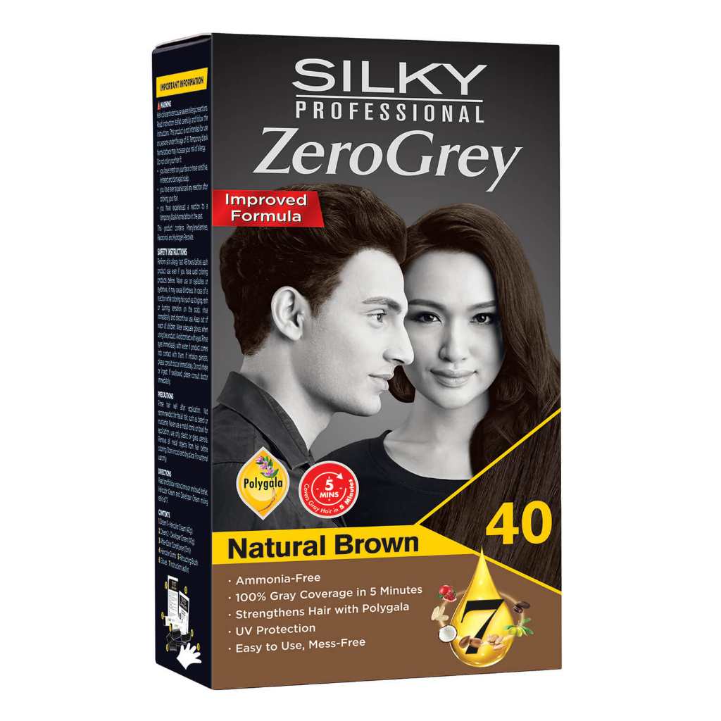 *SILKYGIRL* Professional Zero Grey Hair Colour ( 01 Natural Black, 20 ...