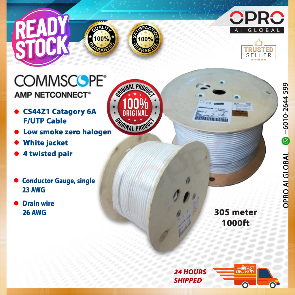[CAT6A] Commscope AMP® Genuine CS44Z1 Cat 6A, F/UTP Cable, LSZH, white ...
