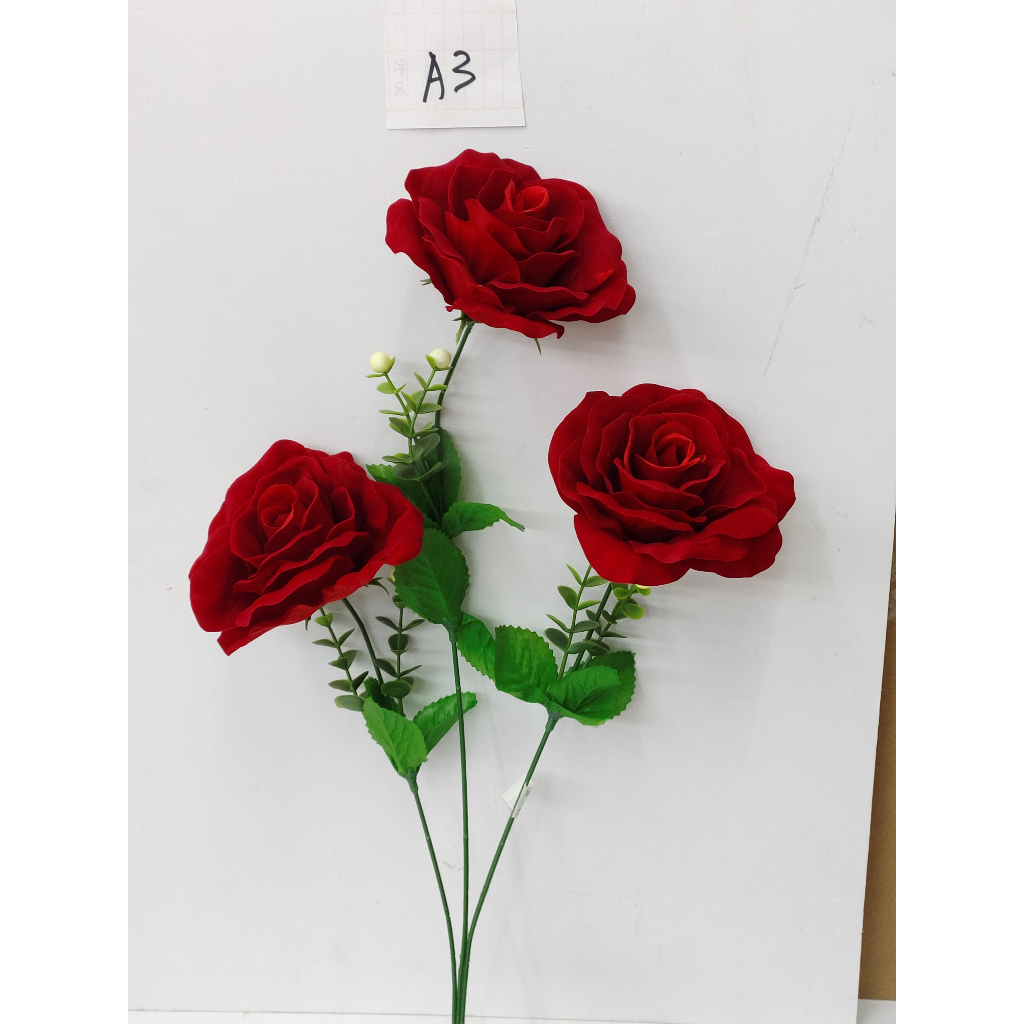 Bunga ros kembang besar tangkai x 3 kuntum berbagai corak | Shopee Malaysia