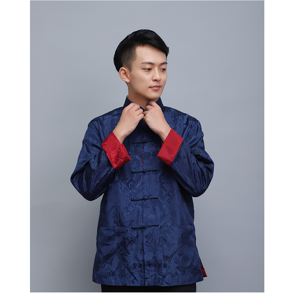 daidai (Ready Stock) 唐裝长袖刺绣丝绸双面男 CNY Men Man Shirt Sam Fu Cheongsam ...