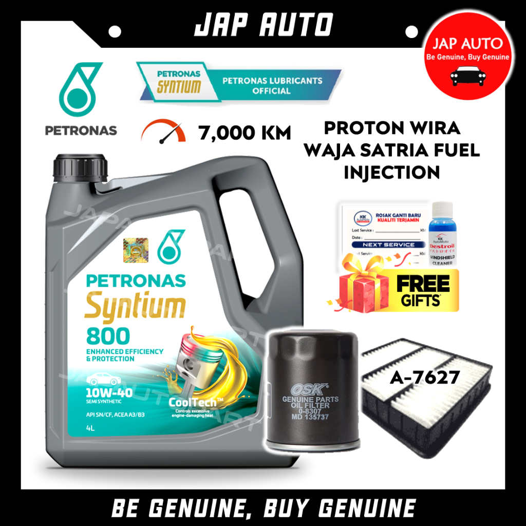 Genuine Petronas Syntium 800 Semi 4L 10W-40 + Oil Filter O-8307 + Air ...