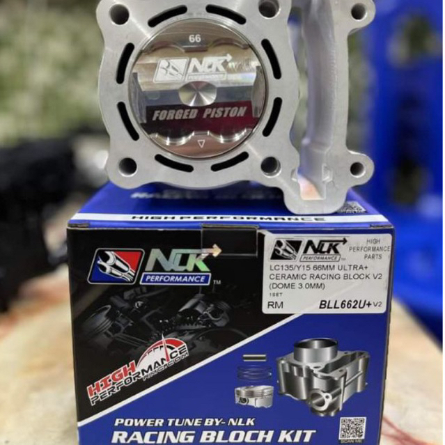 Y15 LC135 NLK Ultra+ V2 Racing Block Forged Dome Piston Siap Tingkap Sleeve Panjang +2MM ...