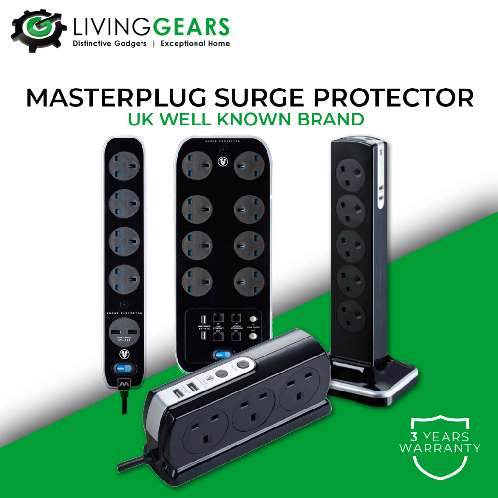 Masterplug Surge Extension with Switches & USB 2.1A SWSRGU42PW ...