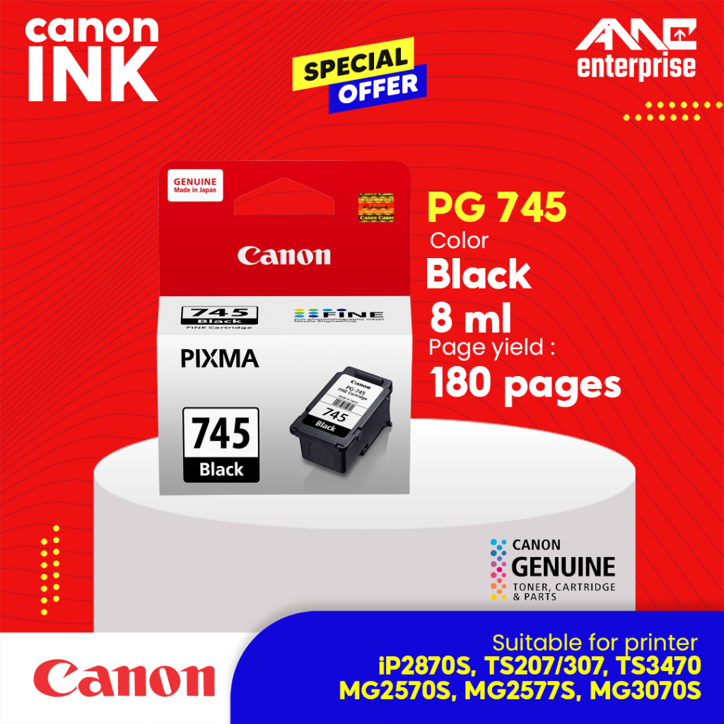 Genuine Original Ink Canon Pixma PG 745 s (black), PG745 (black) and CL ...