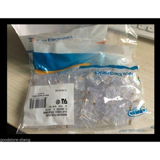 100pcs CAT5 CAT5e CAT6 RJ45 Crystal Network Connector Terminal AMP ...