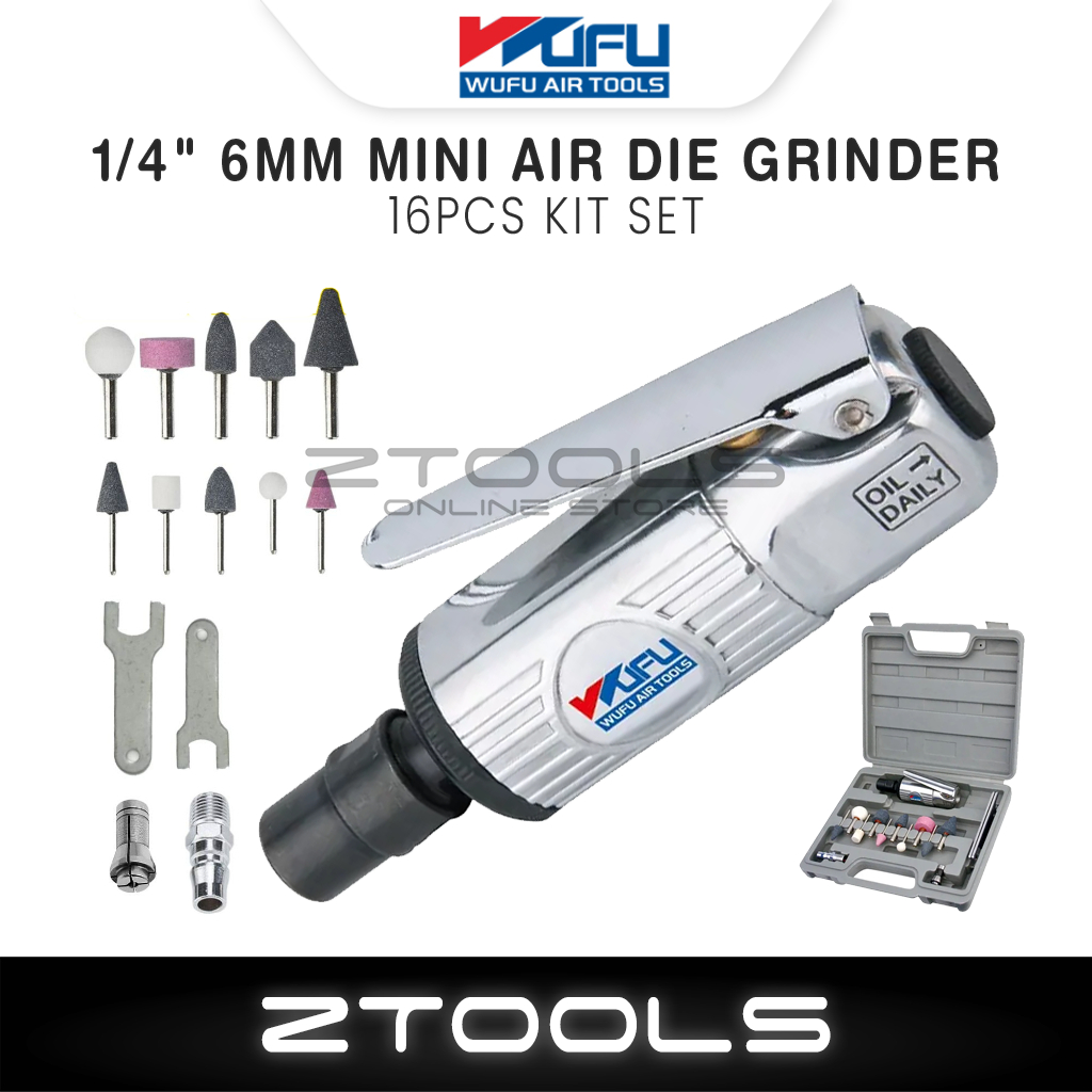 WUFU 1/4" (6MM) Mini Air Die Grinder Set | Pneumatic Rotary Grinder ...