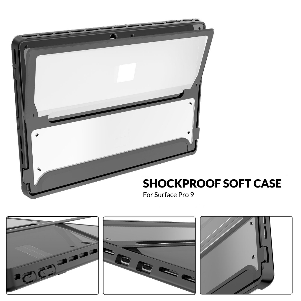 Microsoft Surface Pro 10, Pro 9 Shockproof Folio Rugged Clear ...