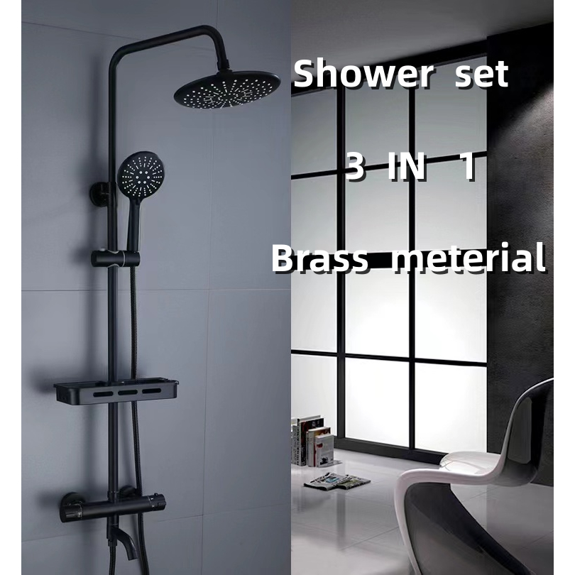 3in1 Shower Set Black Oxide Coated Round Rain Shower Bathroom Faucet ...