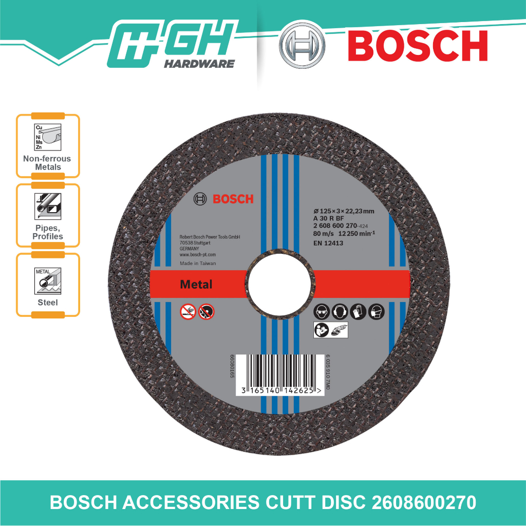 [ GH HARDWARE ] BOSCH Mild Steel Cutting Disc - Piece - 5 inch ...
