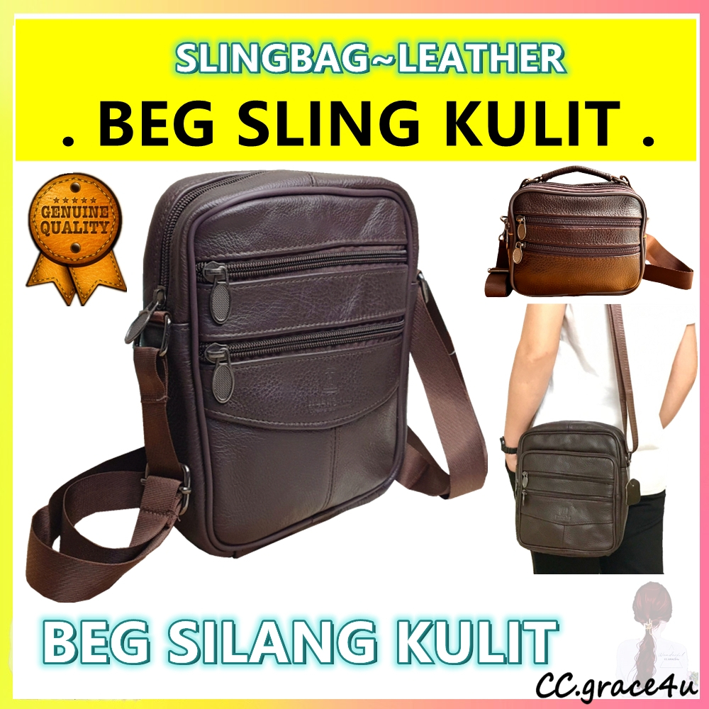 Genuine Leather Men Shoulder Bag Sling Bag Kulit Asli beg sandang ...