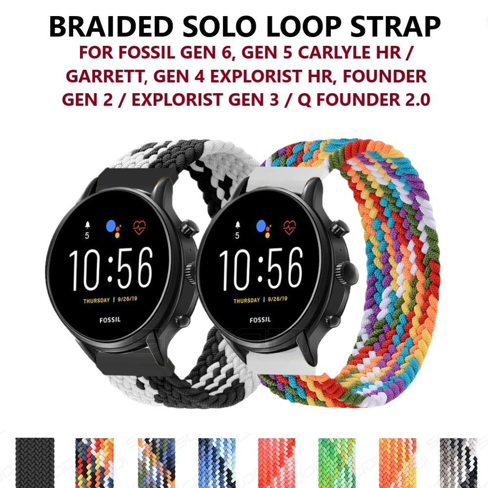 [Ready Stock] Braided Solo Loop Nylon Strap for Fossil Gen 6 44mm Gen 5 ...